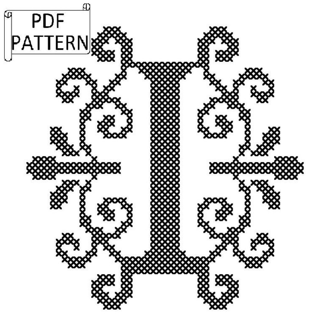 Ornate Letter I Cross Stitch Chart for Immediate Download, Modern ...