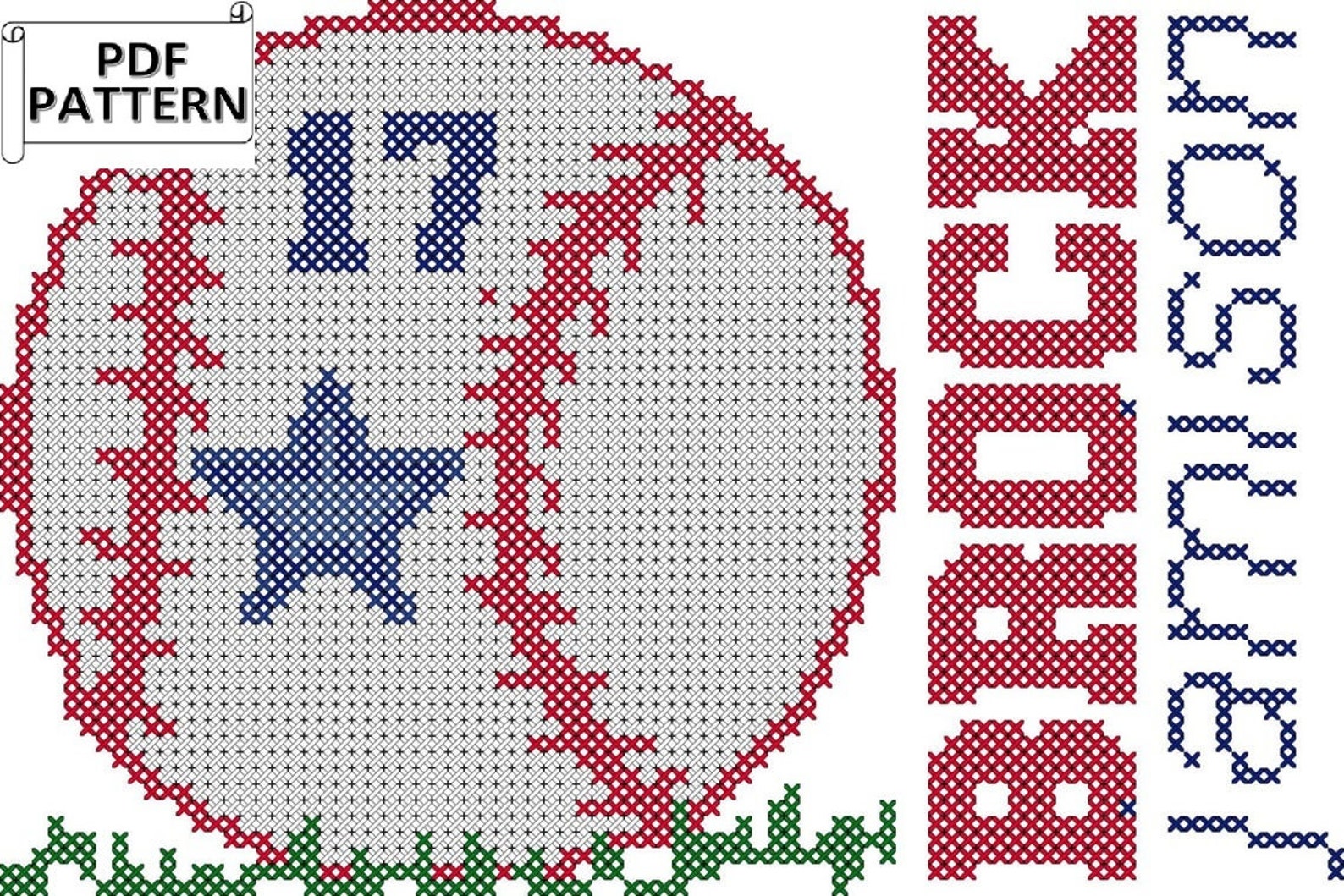 Personalized Baseball Cross Stitch Pattern: Name & Number (PDF Chart ...