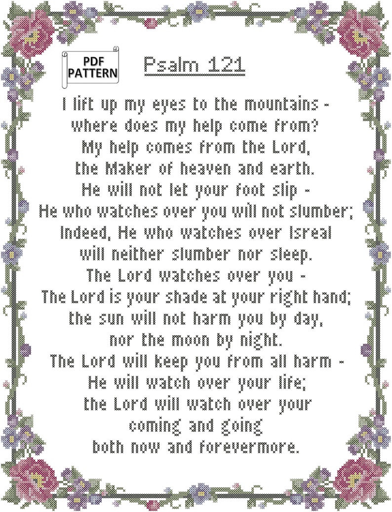 Psalm 121 Bible Verse Counted Cross Stitch PDF Pattern With - Etsy