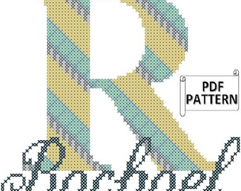Modern Monogram Cross Stitch PDF Pattern With Ornate Large | Etsy