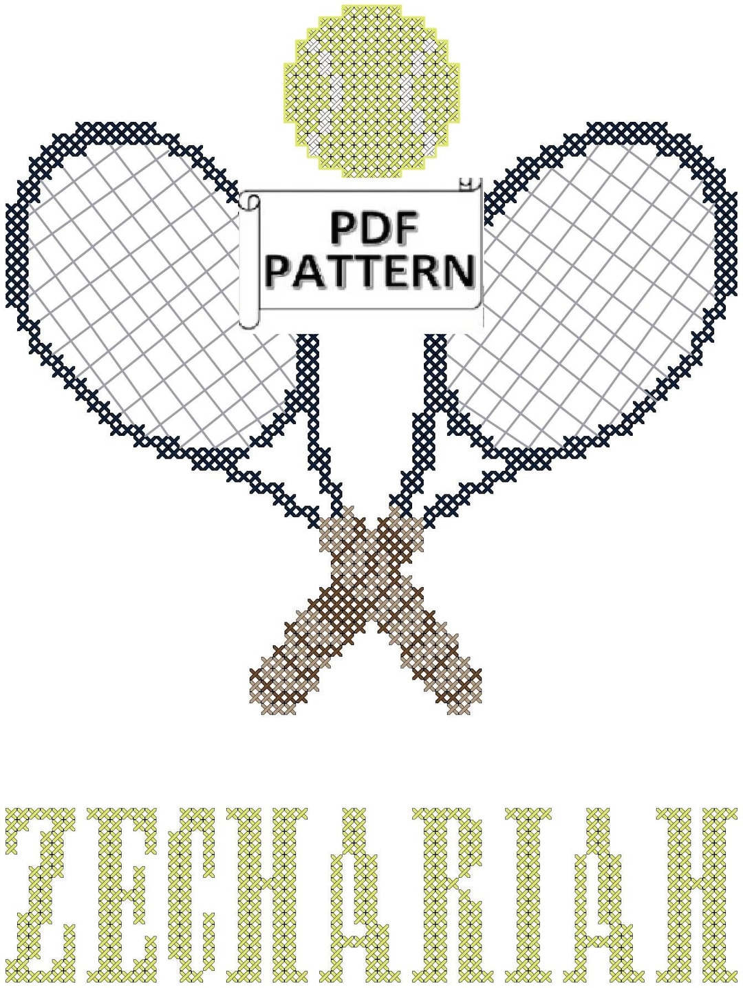 Tennis Cross Stitch PDF Pattern, Sports Cross Stitch Pattern, Cross ...