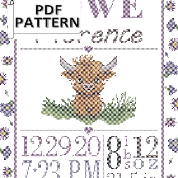 Highland Cow Baby Cross Stitch - Etsy
