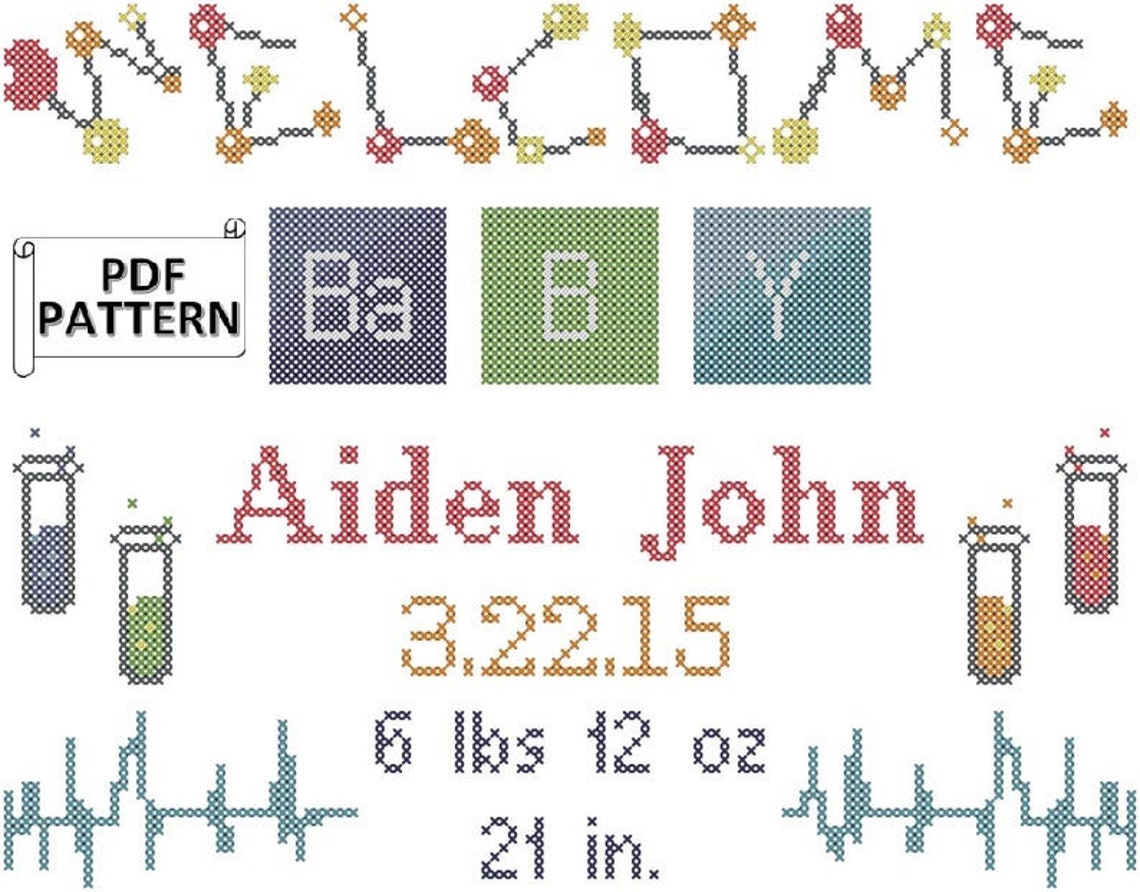 Science Baby Cross Stitch PDF Pattern Periodic Table Elements - Etsy