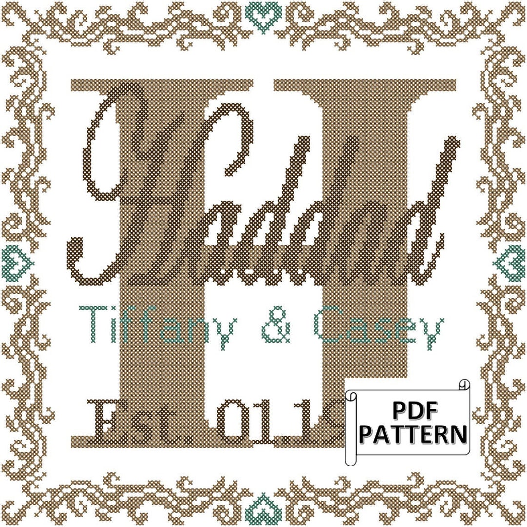 Wedding Initial Cross Stitch Pattern: Personalized Family Name (PDF ...