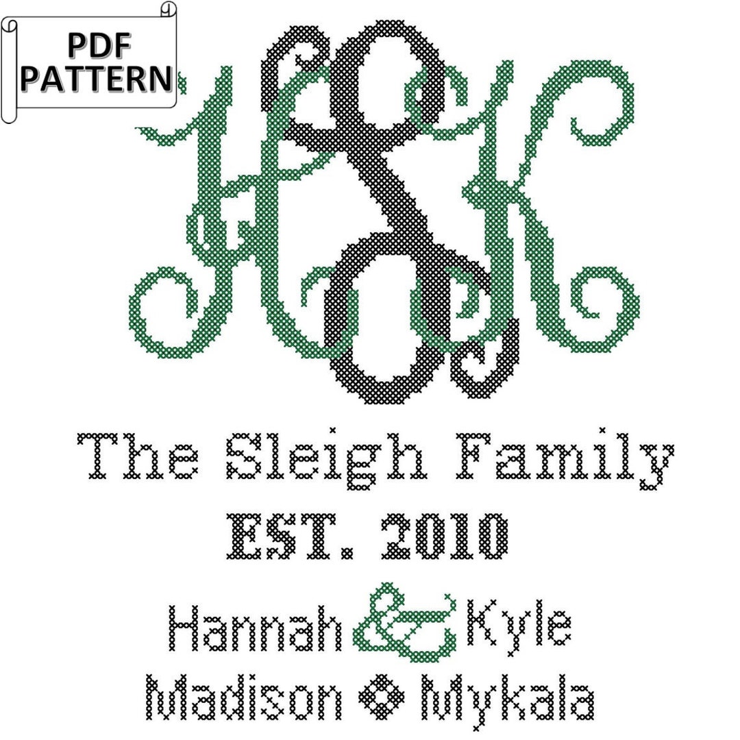 Interlocking Monogram Cross Stitch Pattern: Personalized PDF (digital ...