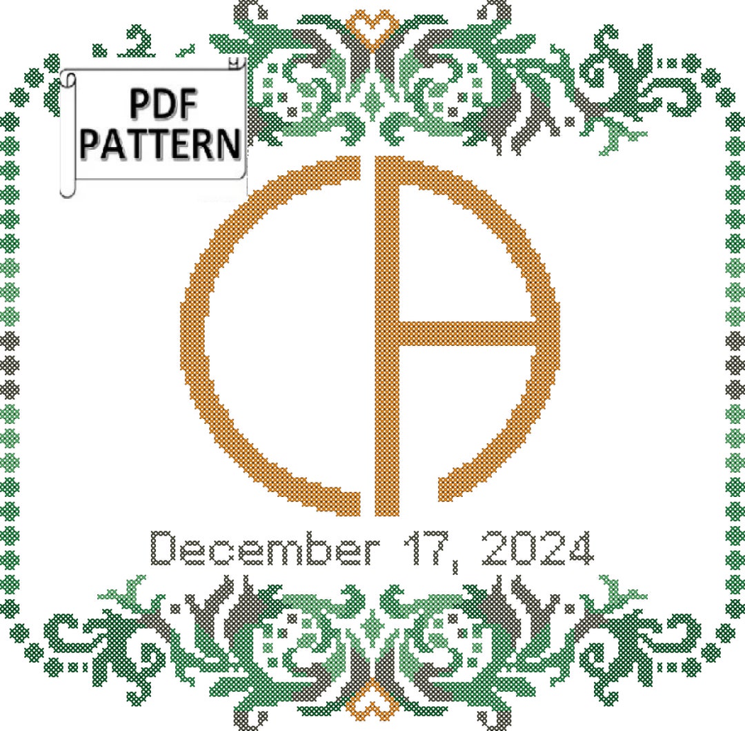 Custom Monogram With Decorative Border Modern Counted Cross Stitch PDF ...