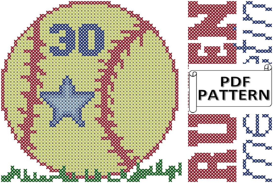 Softball With Name and Number PDF Counted Cross Stitch Chart - Etsy