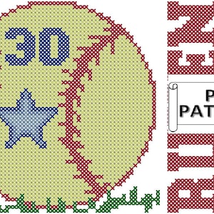 Softball With Name and Number PDF Counted Cross Stitch Chart - Etsy