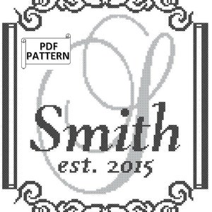 Modern Monogram Cross Stitch PDF Pattern With Ornate Large - Etsy