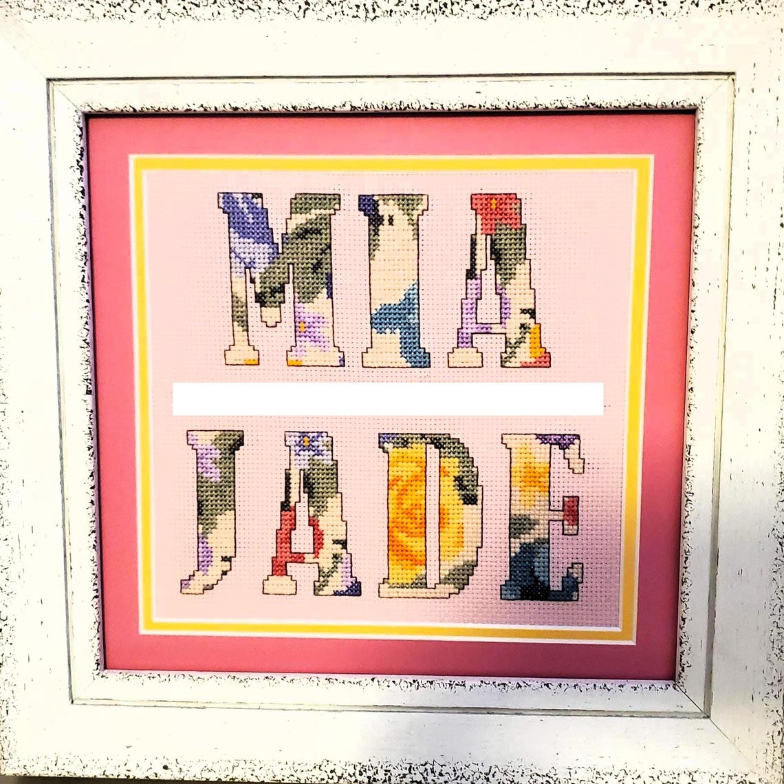 Floral Name Cross Stitch Pattern: Personalized PDF Chart (2.5" Letters ...