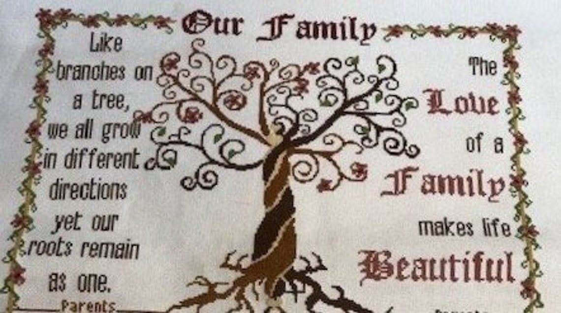 Modern Large Family Tree Cross Stitch PDF Pattern - Etsy