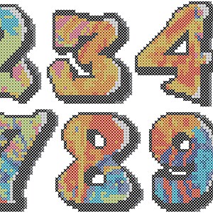 Graffiti Numbers Cross Stitch Pattern 0-9 for Immediate Download ...