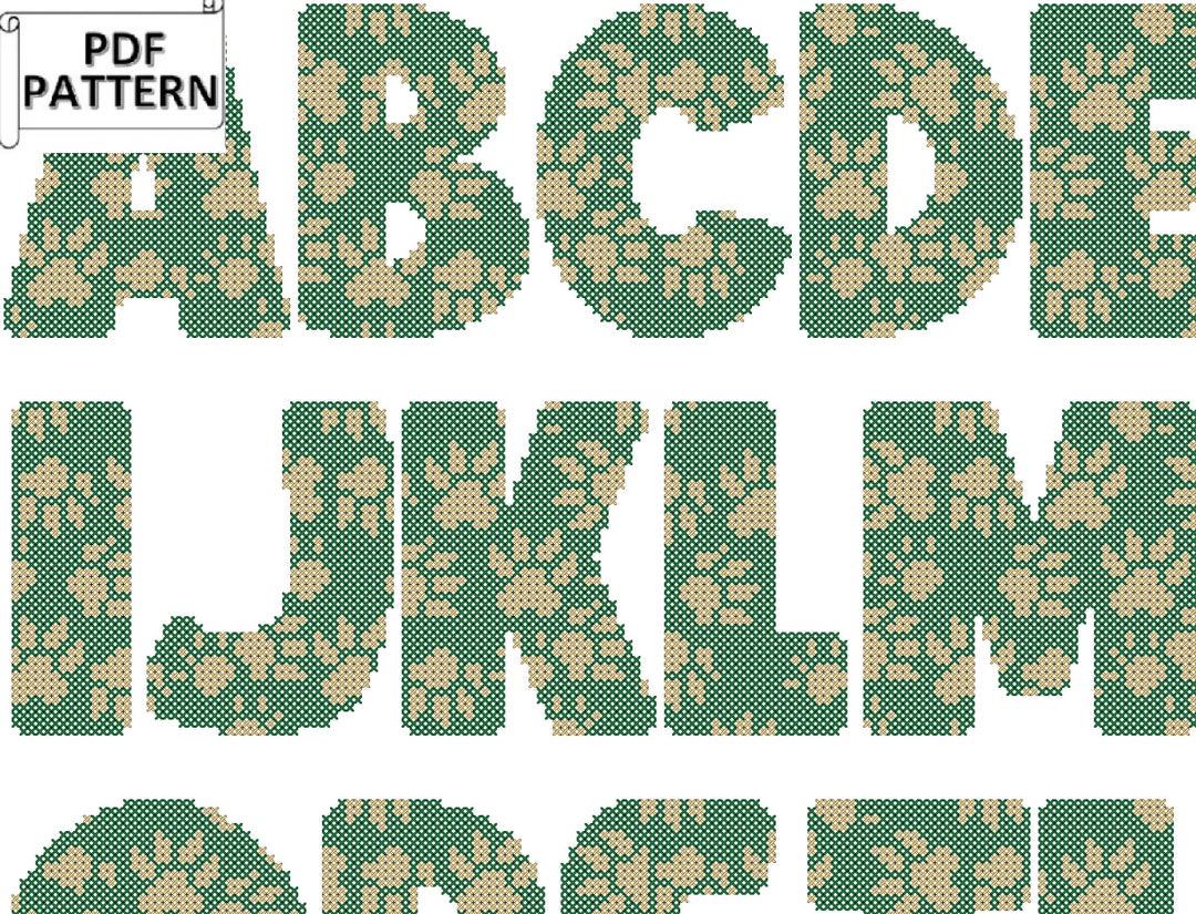 Bear Paw Print Bubble Letter 3 Inch Alphabet Counted Cross Stitch PDF ...