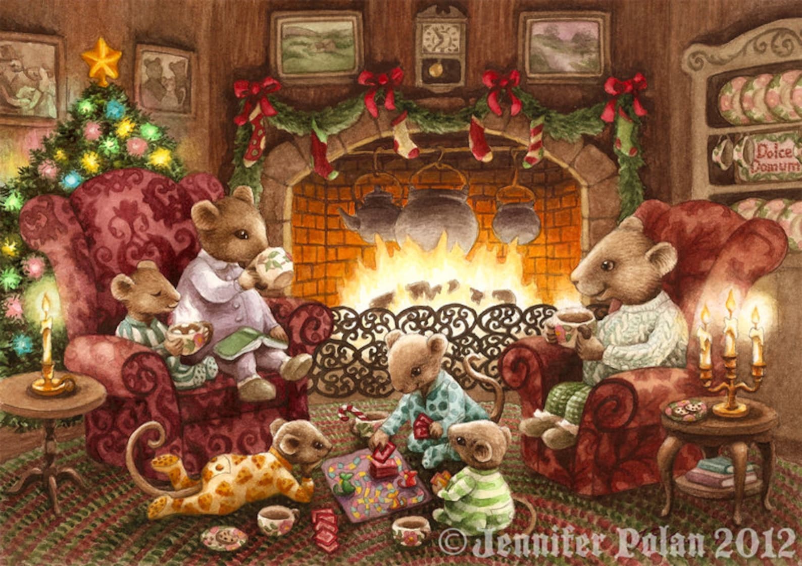 Set of 6 Mouse Family Christmas Cards with Hot Cocoa & Footy - Etsy
