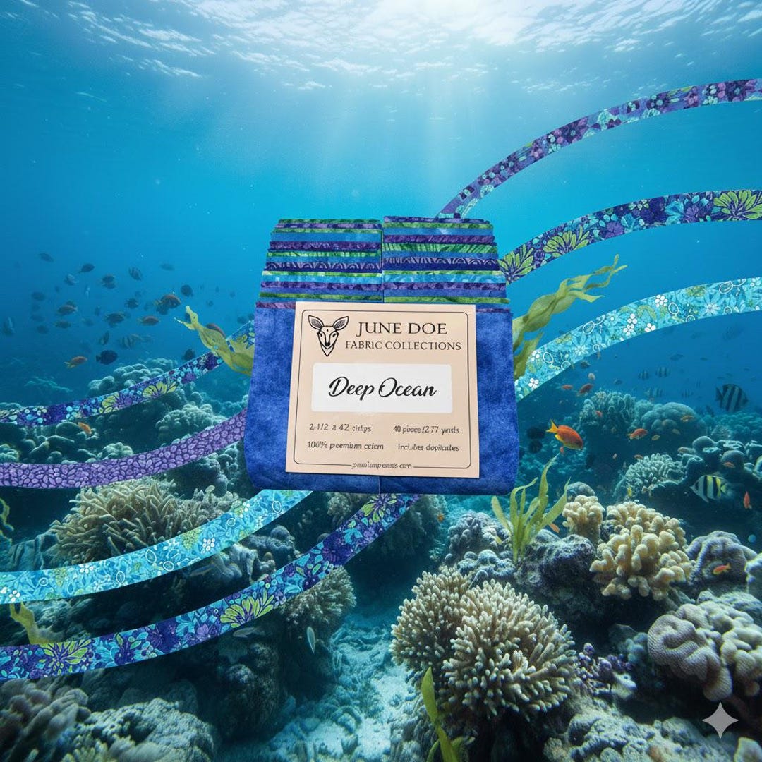 June Doe Fabric Collections - Deep Ocean 40 Strips, 2.5 Inch Precut ...