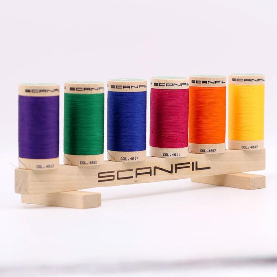 Scanfil Organic Cotton Thread Set 50wt • Jewel Tones • 6 Spools + Rack ...