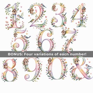 Spring Birdhouse Floral Alphabet Clipart, Pastel Woodland Letters PNG ...
