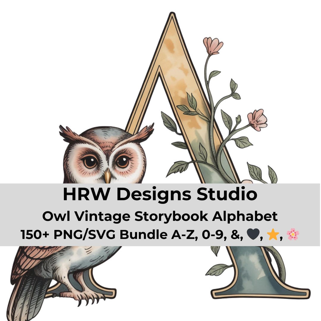 Owl Alphabet PNG SVG Bundle, Woodland Nursery ABC Letters, Vintage ...