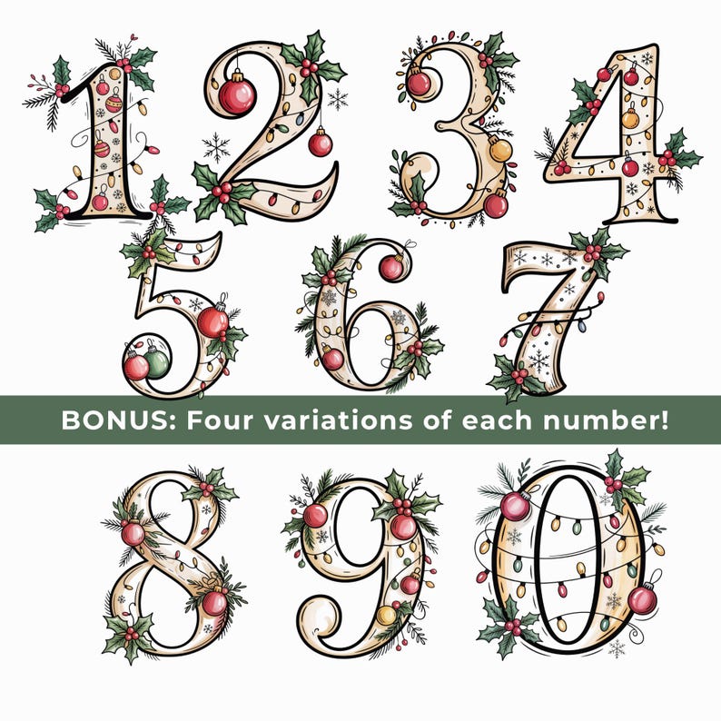 Christmas Lights Alphabet Clipart, Holly Letter PNG SVG Set, Xmas ...