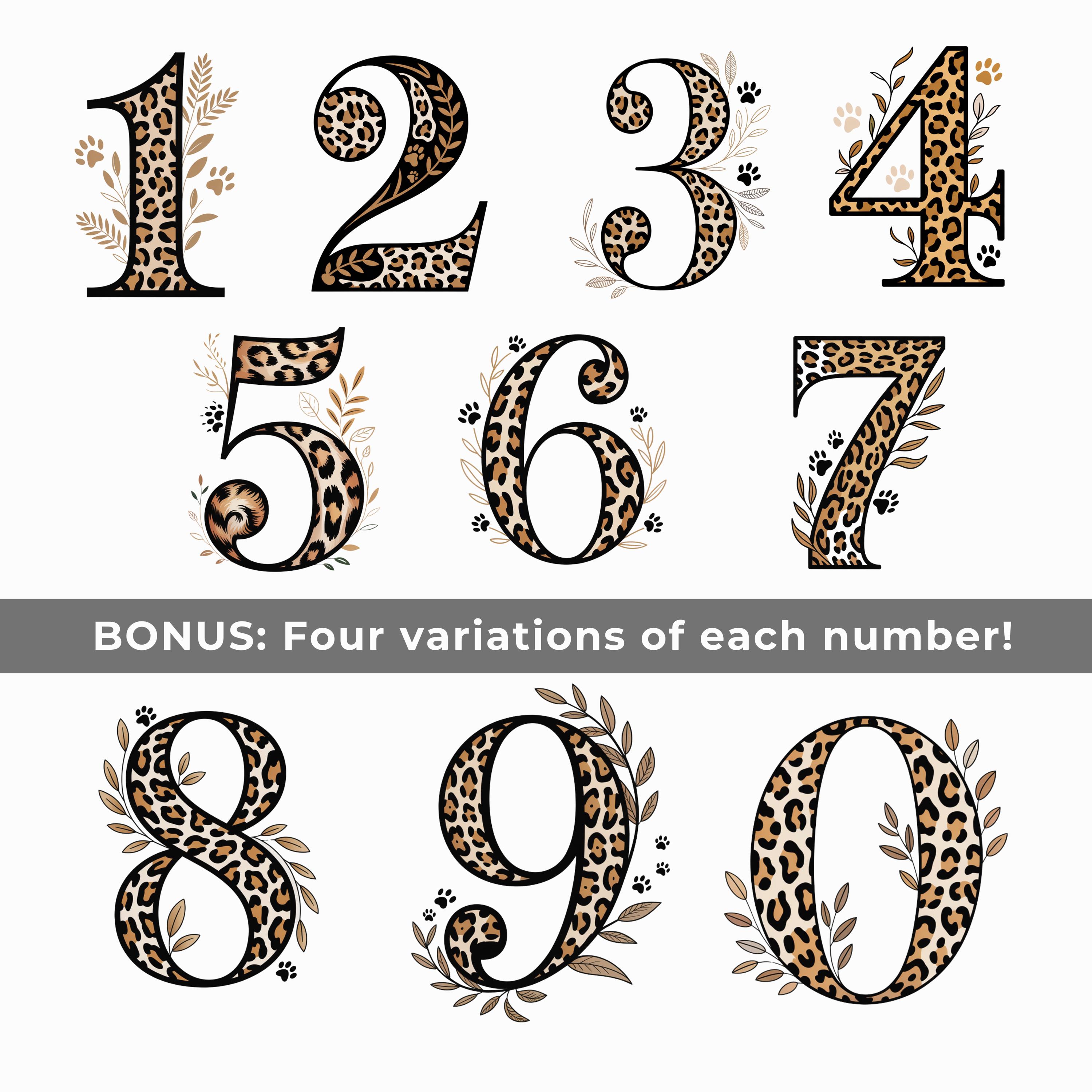 Leopard Print Alphabet & Numbers, Paw Print Monogram Clipart, Wild One ...