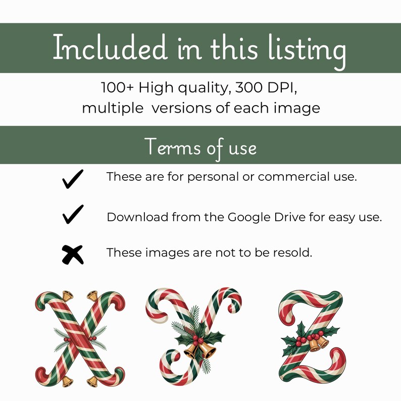 Candy Cane Christmas Alphabet Clipart | Holiday Letters & Numbers | PNG ...