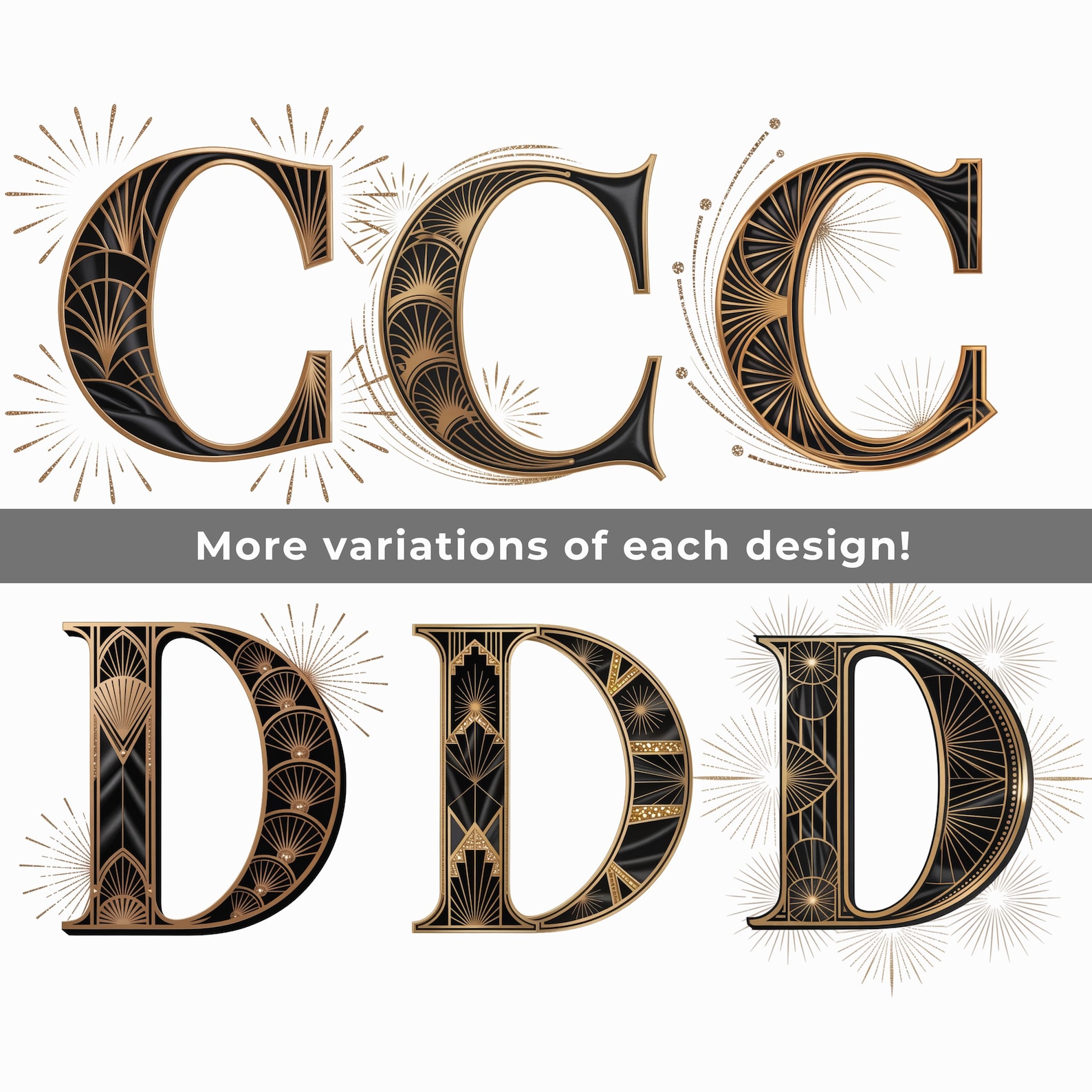 Art Deco Alphabet Clipart, 1920s Gold Letters & Numbers, New Years PNG ...
