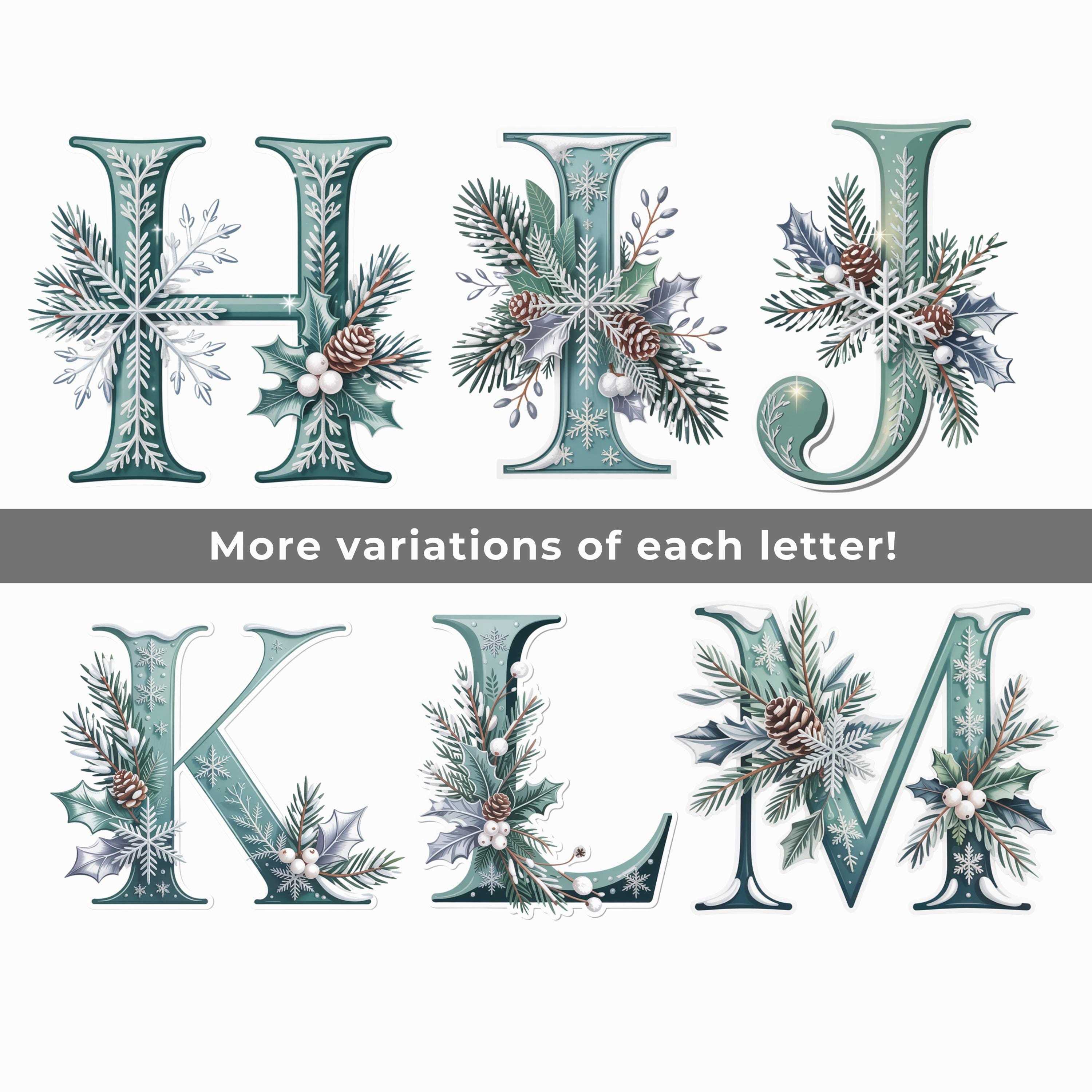 Mint Green Winter Alphabet Clipart, Snowflake Letters & Numbers, PNG ...