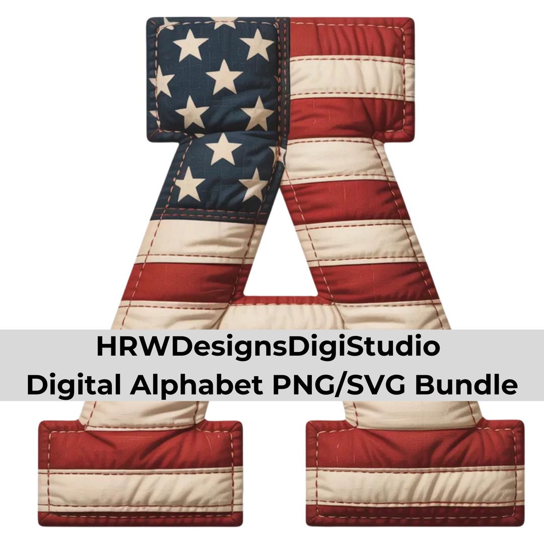 Patriotic Alphabet PNG SVG, Americana Stars Stripes Letters, 4th of ...