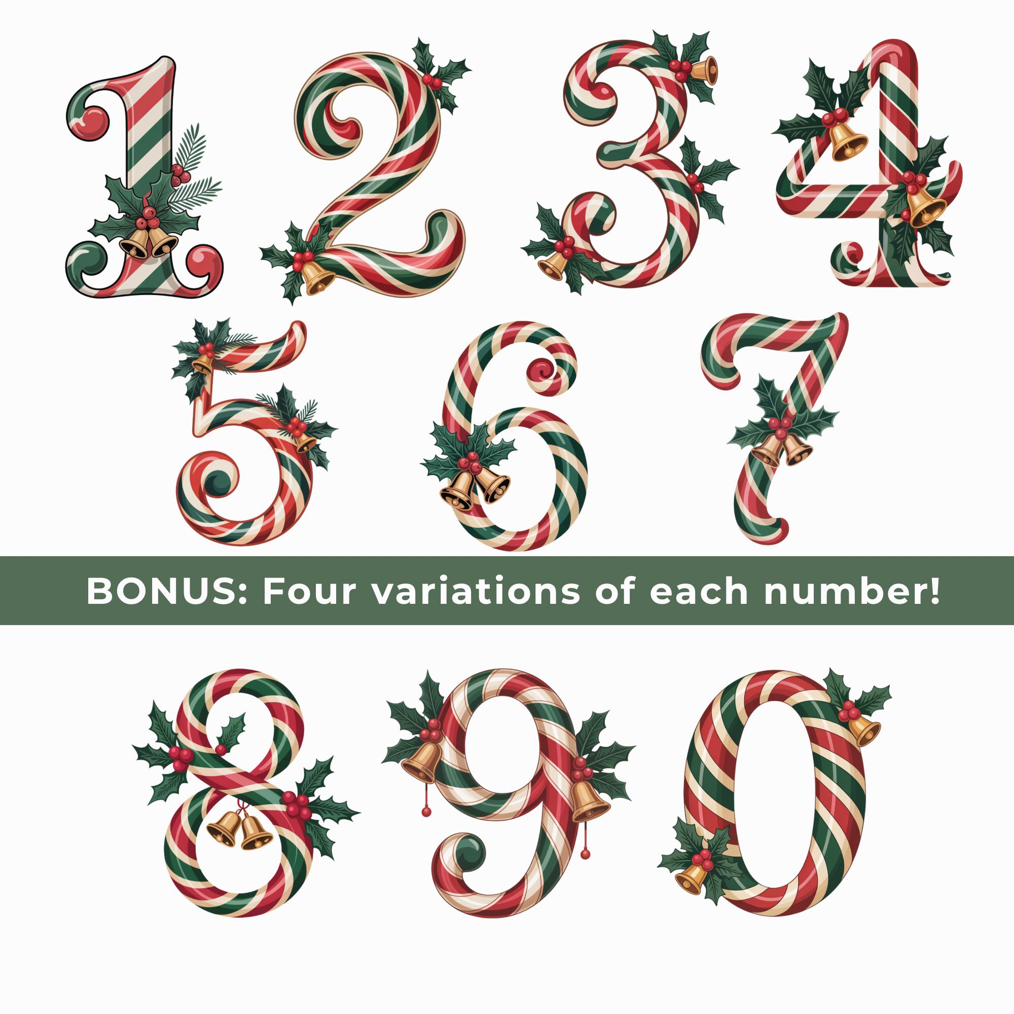 Candy Cane Christmas Alphabet Clipart | Holiday Letters & Numbers | PNG ...