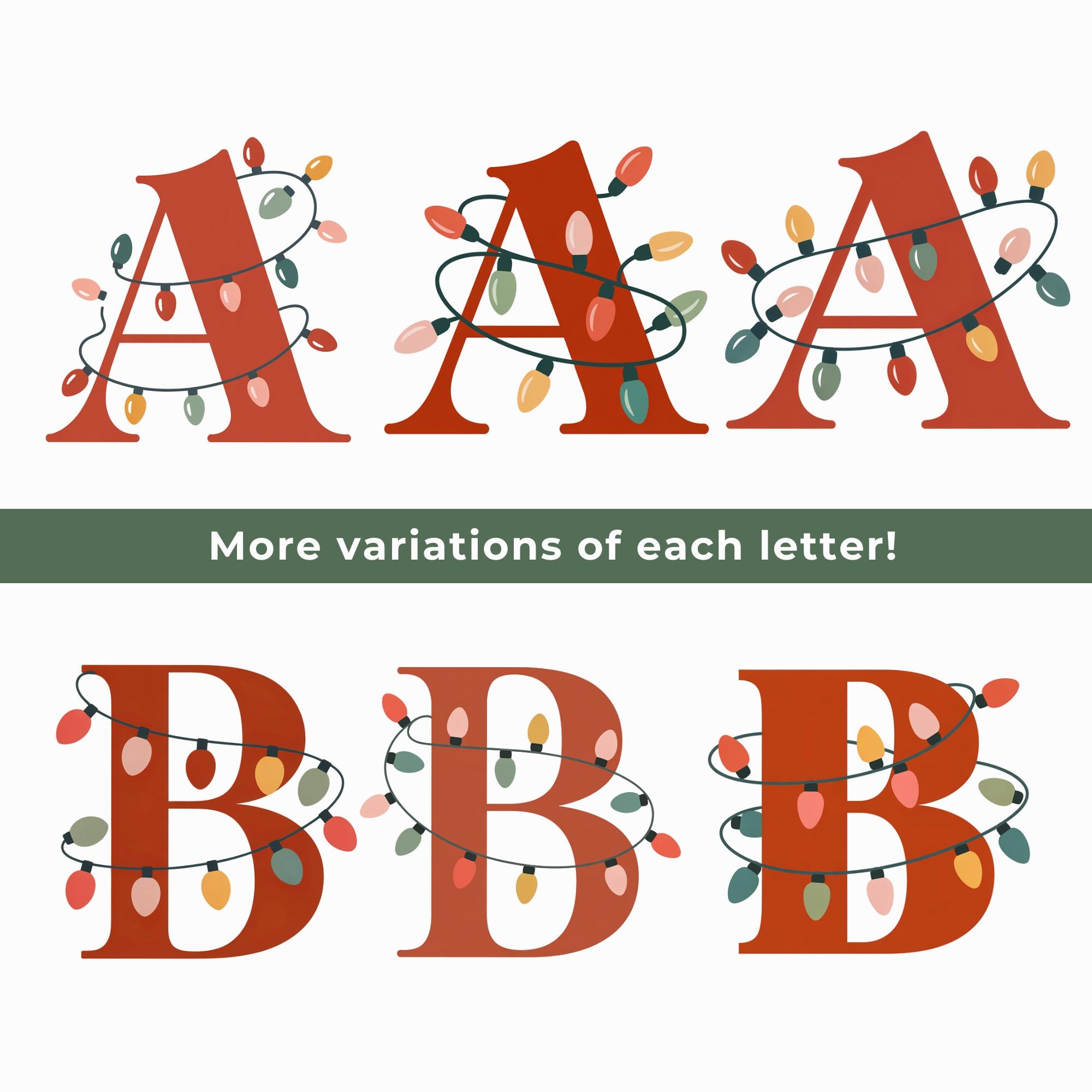 Red Christmas Lights Alphabet PNG SVG Bundle, Letters & Numbers - Etsy