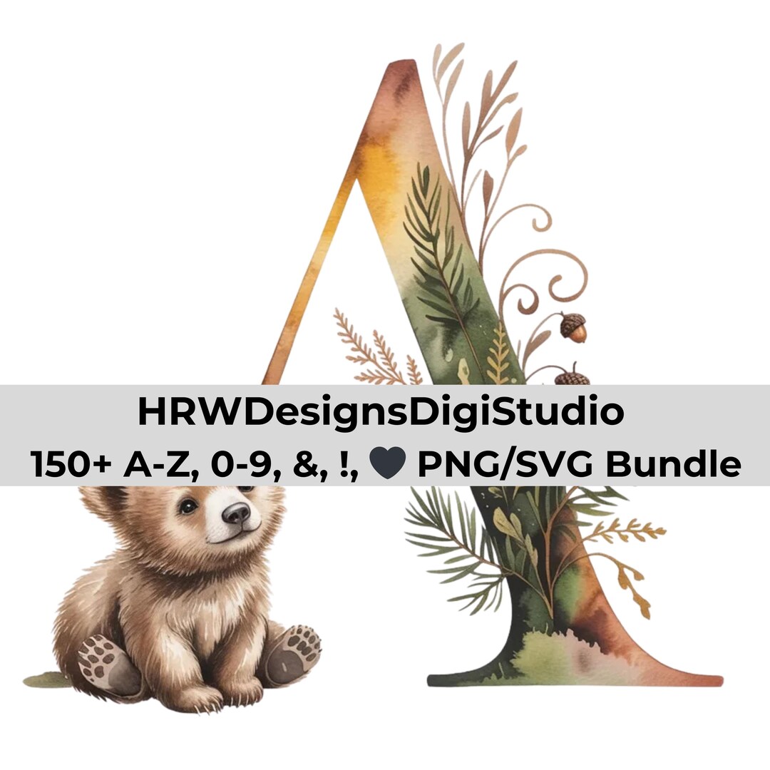 Rustic Woodland Alphabet PNG SVG Bundle, Lodge Nursery Letters, Forest ...