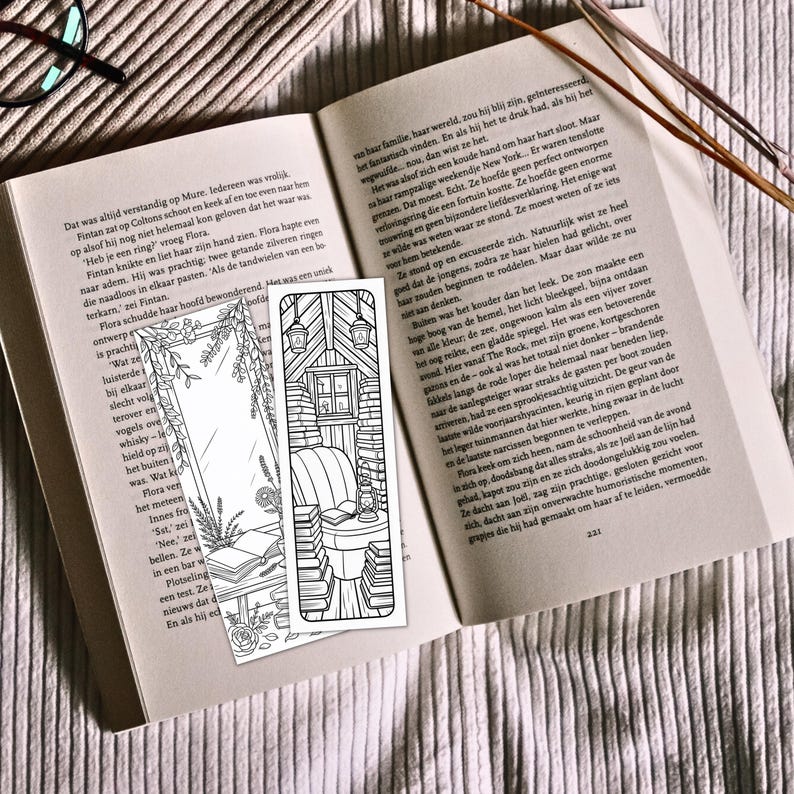 Cottagecore Coloring Bookmarks Printable, Color Your Own Bookmark Set ...