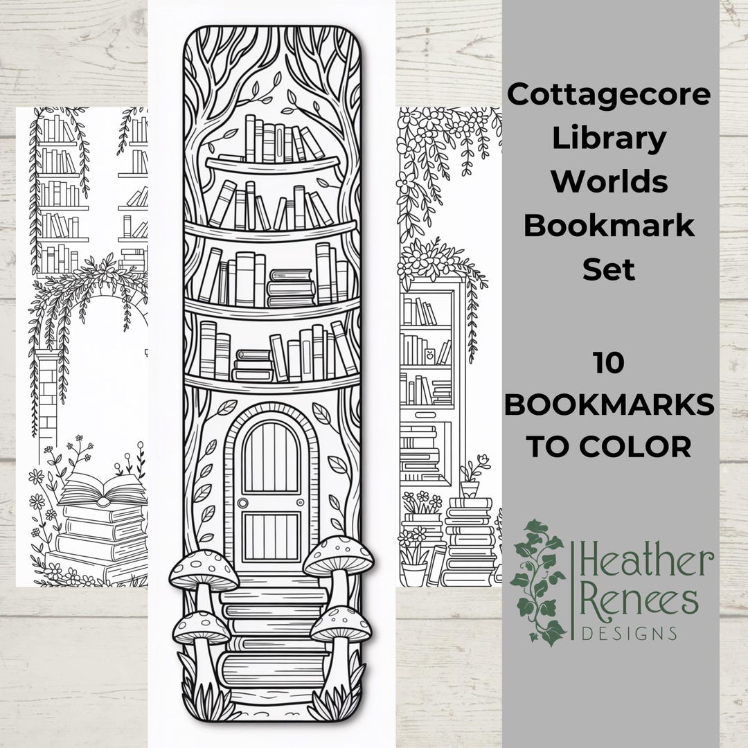 Book Club Coloring Bookmarks Printable, Library Bookmark Set to Color ...