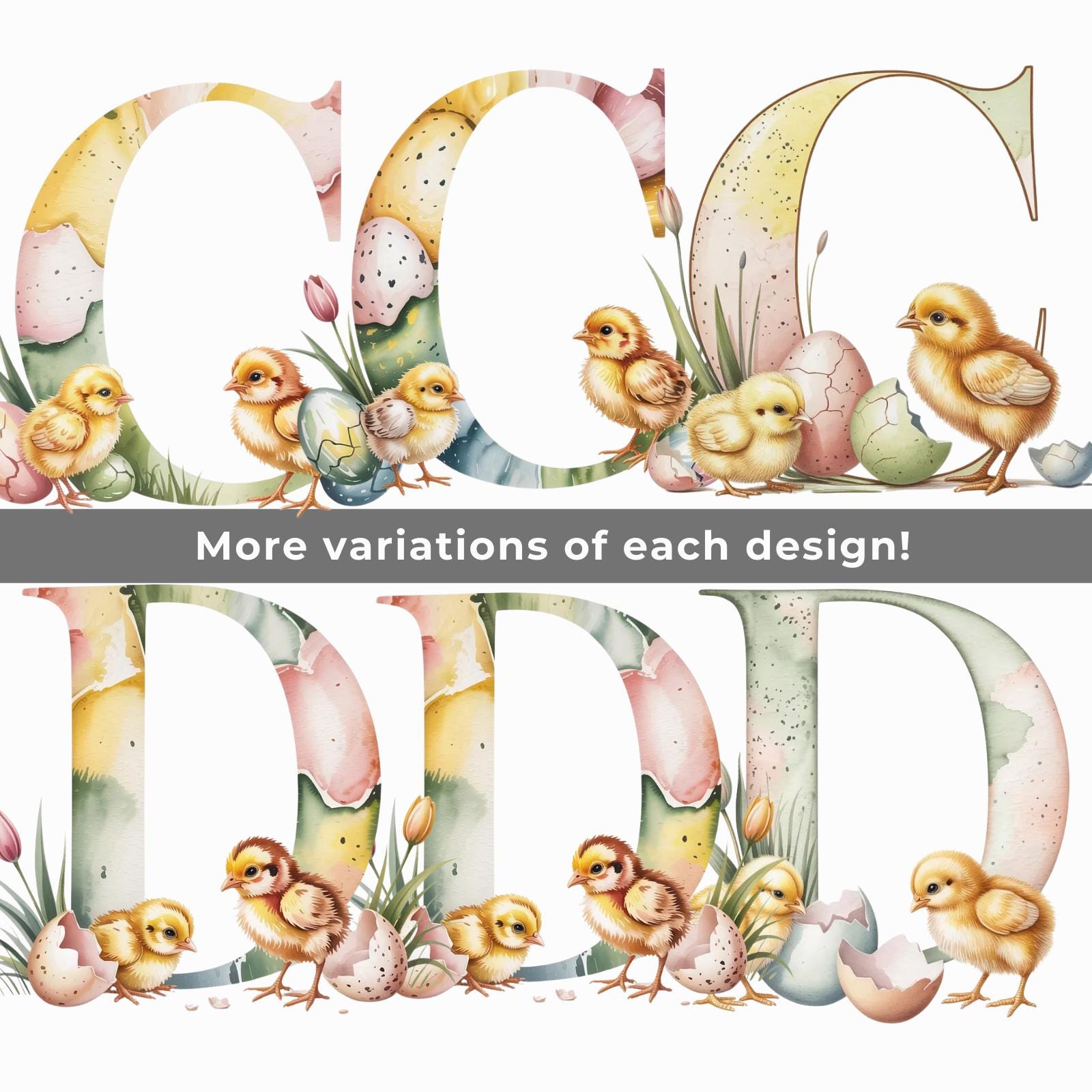 Easter Chick Alphabet PNG SVG Bundle, Baby Chick Easter Letters, Spring ...