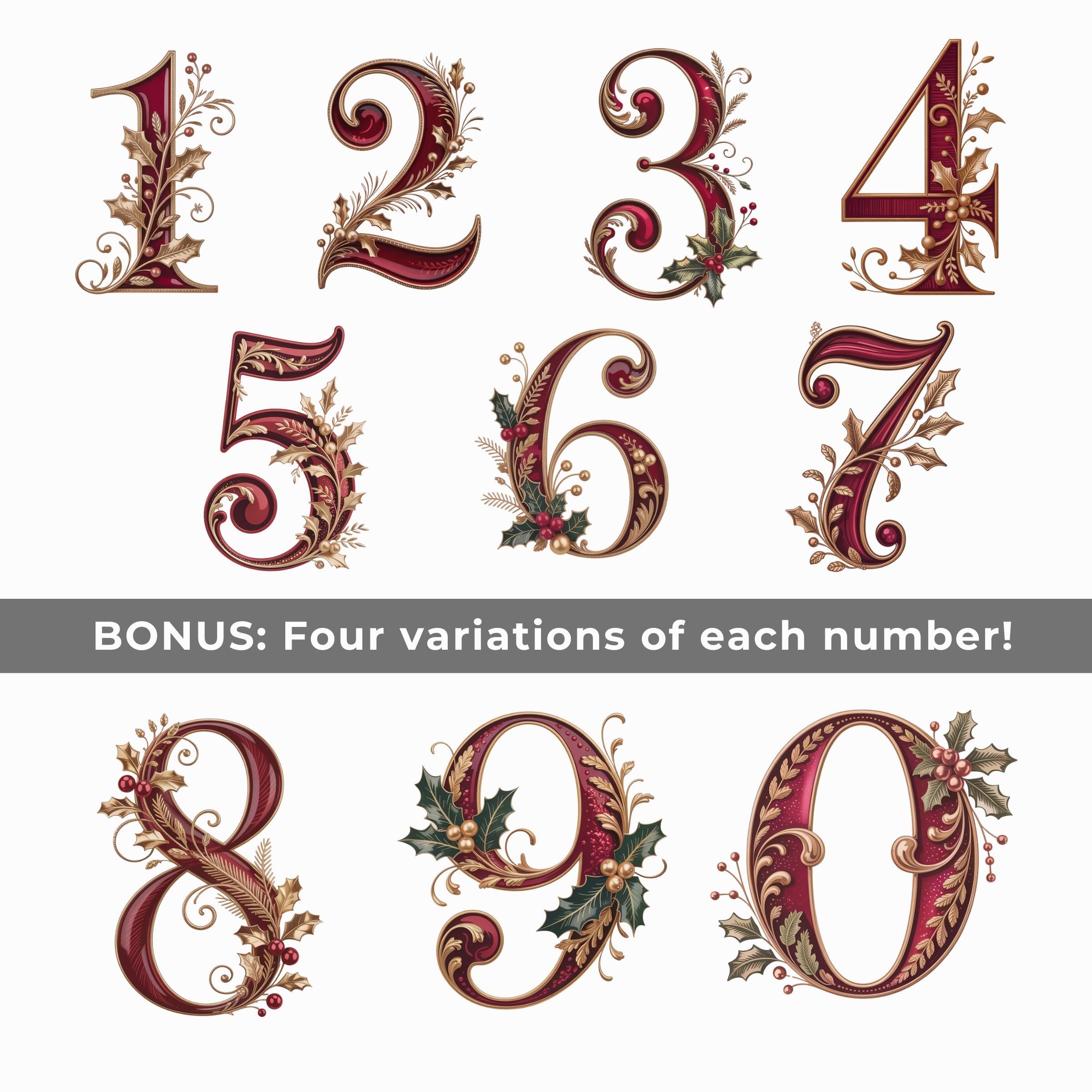 Red and Gold Christmas Monogram Alphabet, Luxe Holiday Letters, PNG SVG ...