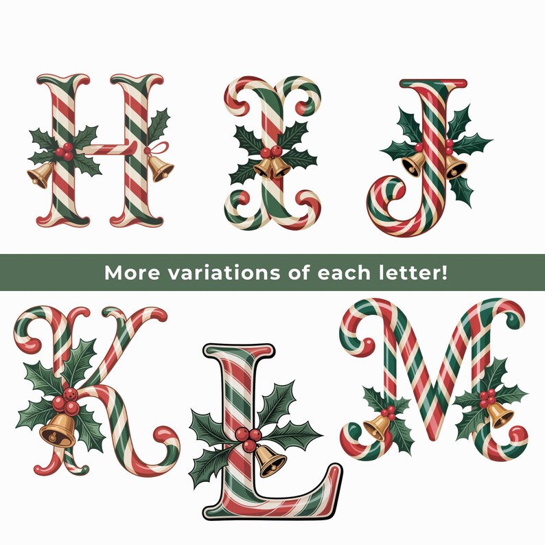 Candy Cane Christmas Alphabet Clipart | Holiday Letters & Numbers | PNG ...