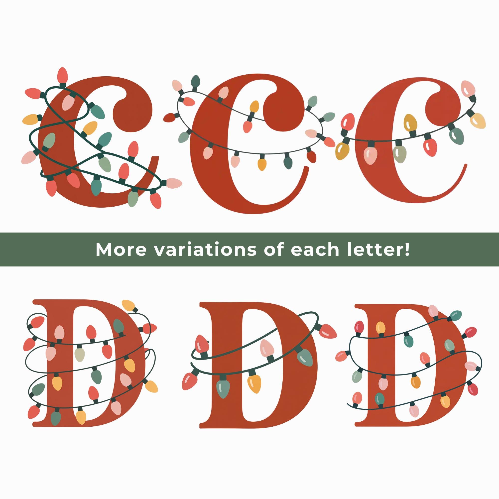Red Christmas Lights Alphabet PNG SVG Bundle, Letters & Numbers - Etsy