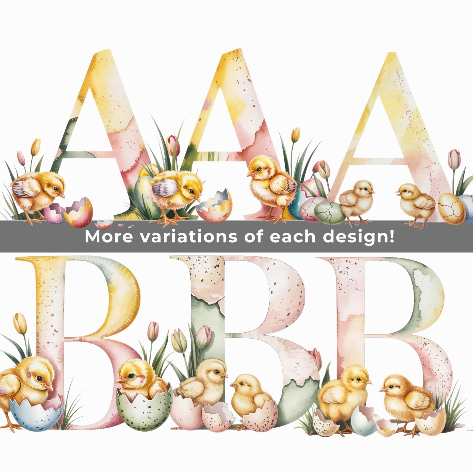 Easter Chick Alphabet PNG SVG Bundle, Baby Chick Easter Letters, Spring ...