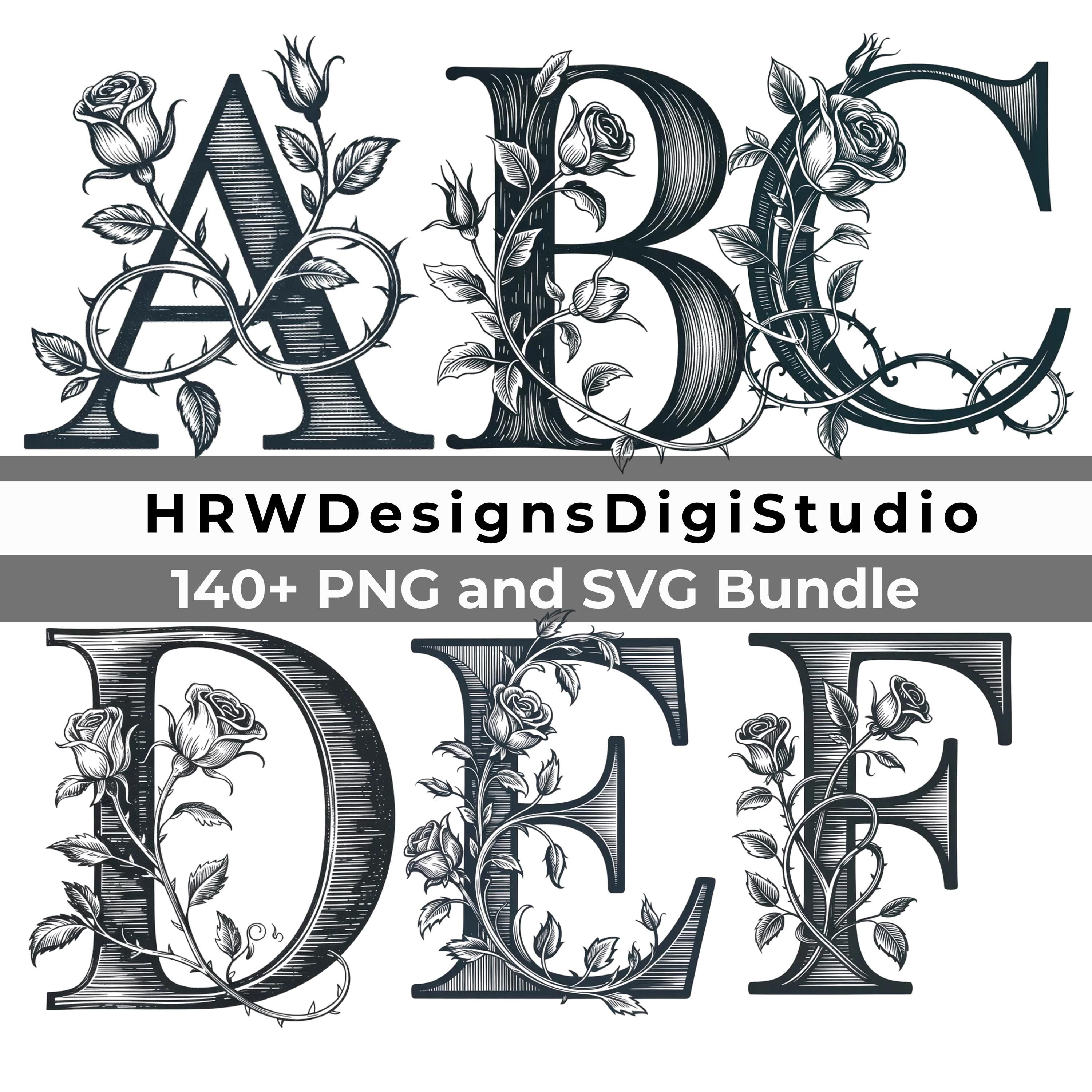 Dark Academia Alphabet SVG PNG, Vintage Engraved Letters, Gothic ...