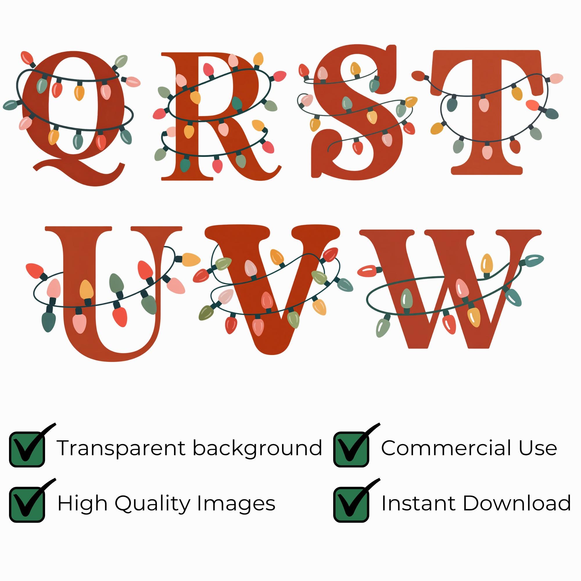 Red Christmas Lights Alphabet PNG SVG Bundle, Letters & Numbers - Etsy
