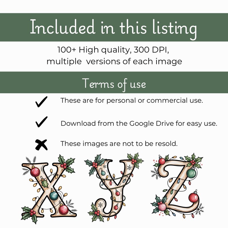 Christmas Lights Alphabet Clipart, Holly Letter PNG SVG Set, Xmas ...