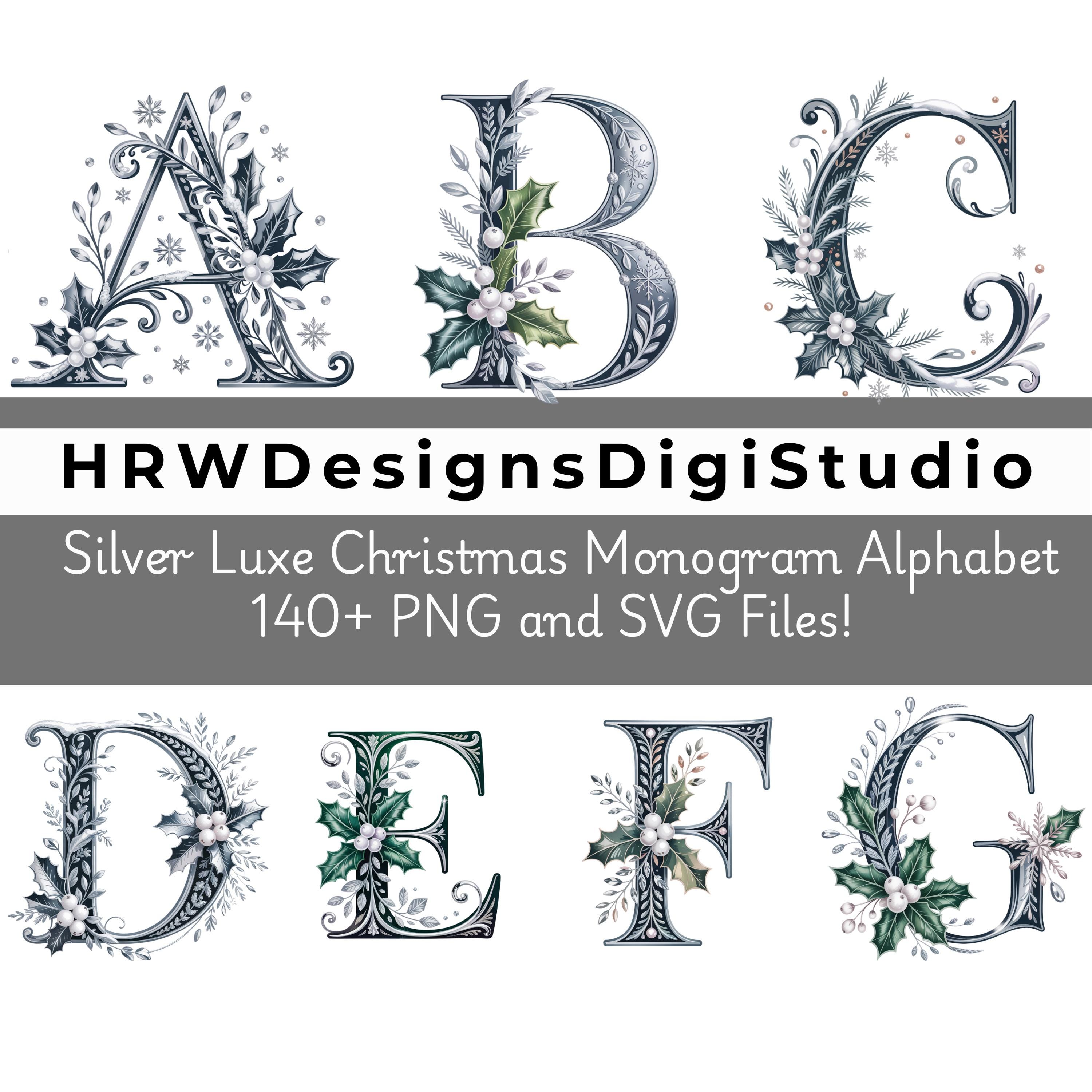 Silver Luxe Christmas Monogram Alphabet, Winter Floral Letters A–Z ...