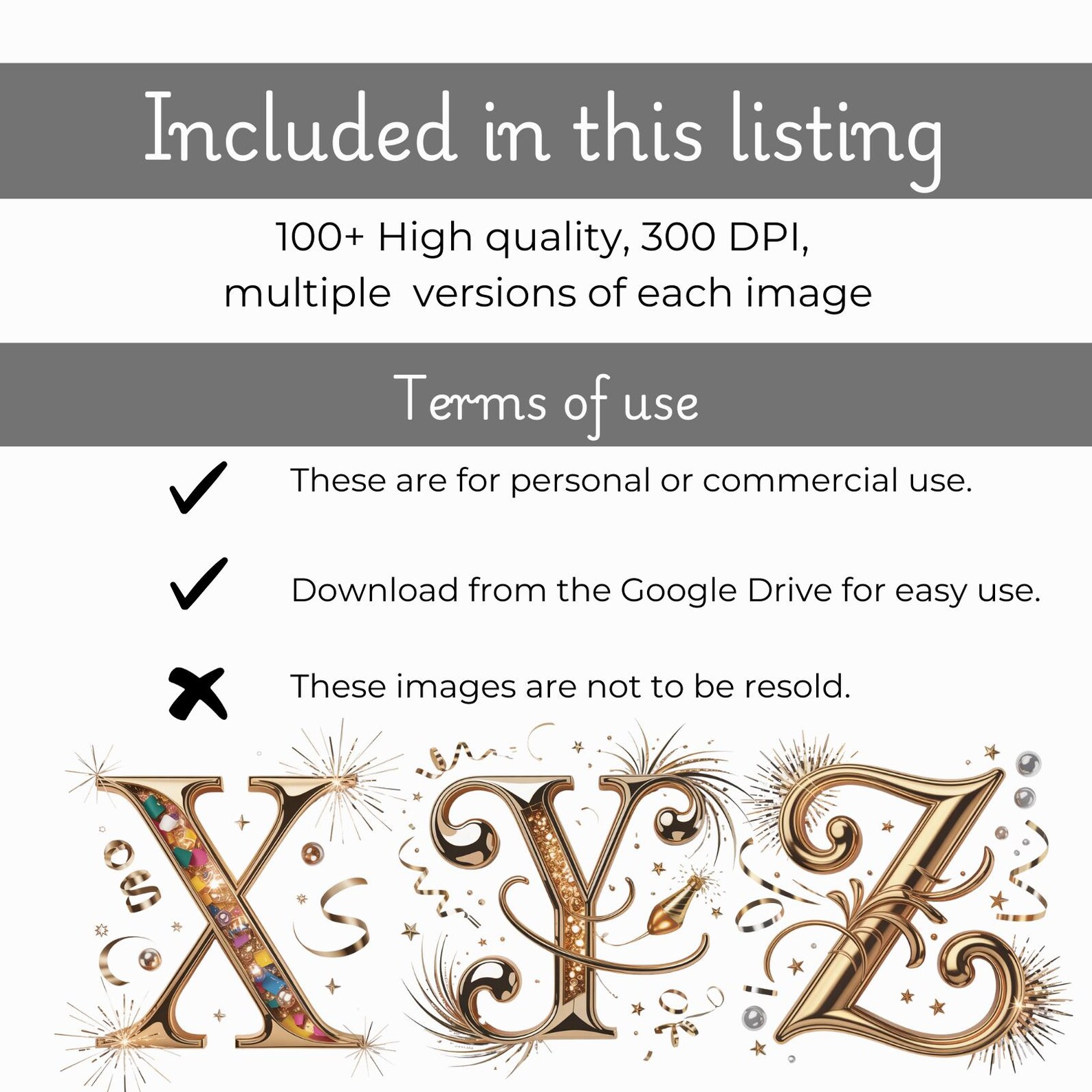 New Years Eve Gold Confetti Alphabet Clipart Bundle PNG SVG - Etsy