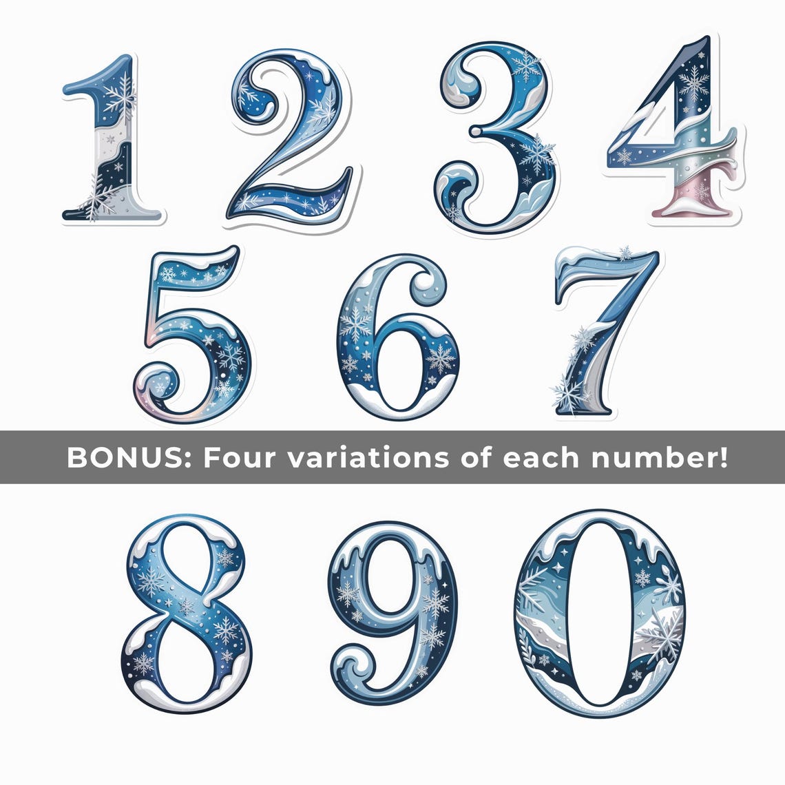 Winter Snowflake Alphabet Clipart, PNG SVG Letters & Numbers Bundle - Etsy