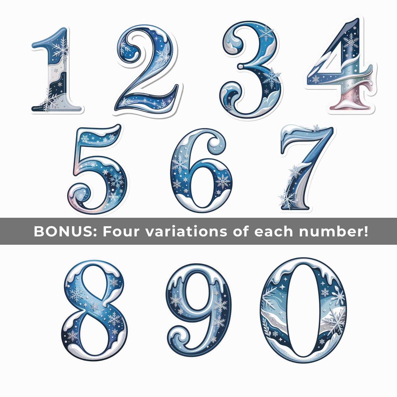 Winter Snowflake Alphabet Clipart, PNG SVG Letters & Numbers Bundle - Etsy