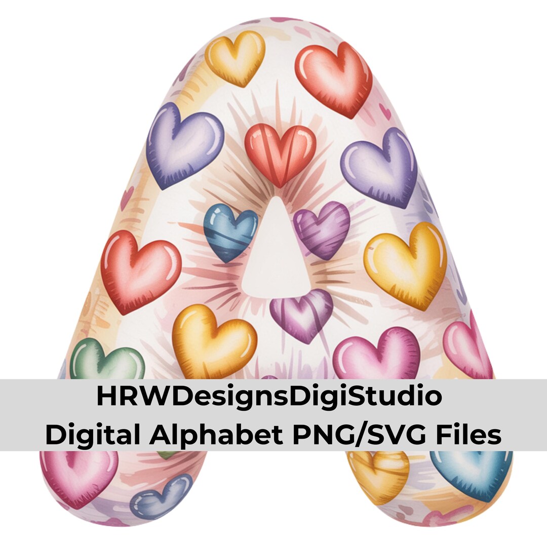Heart Alphabet Clipart PNG SVG, Cute Puffy Letters, Kids Party Letters ...