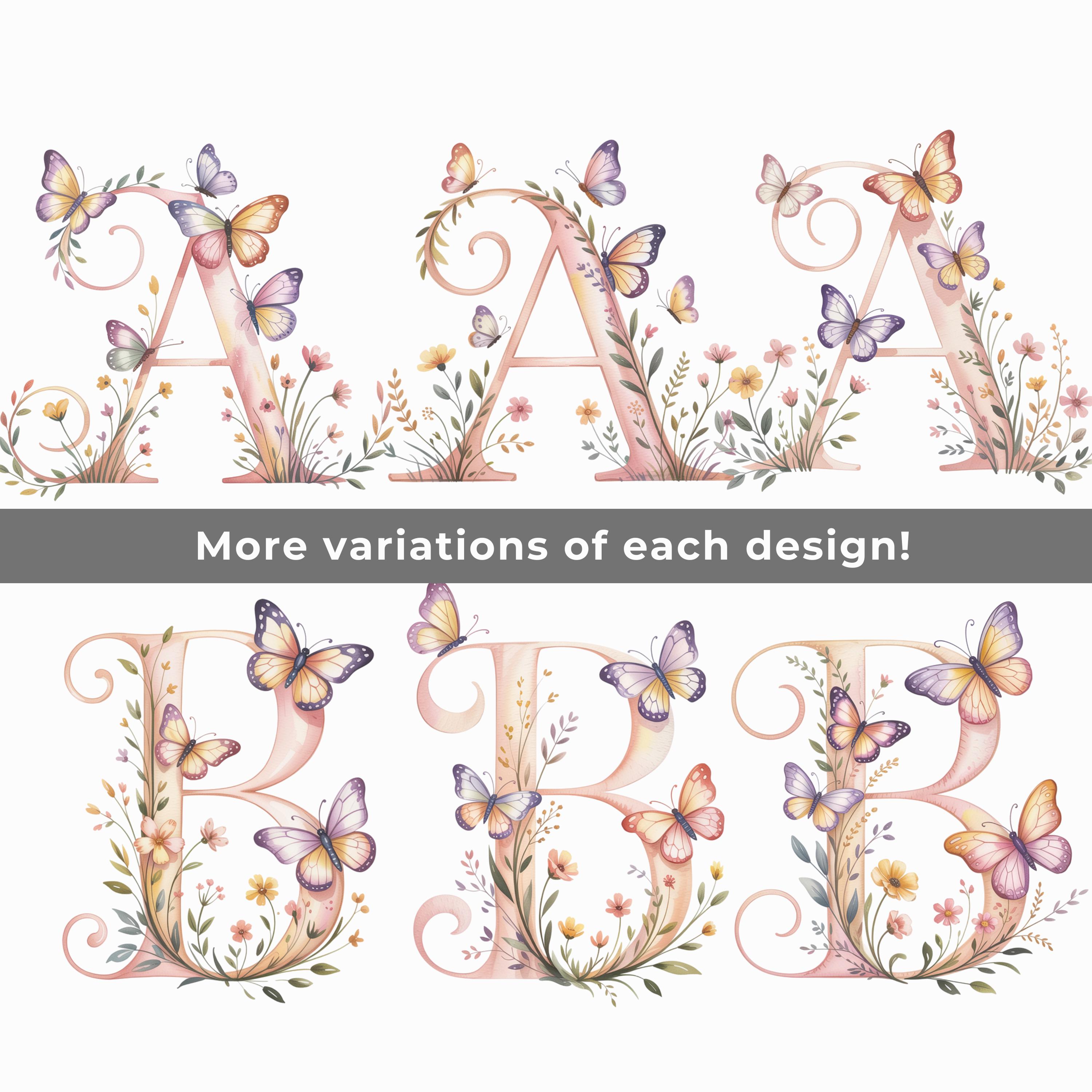 Butterfly Cottagecore Alphabet PNG SVG, Nursery Wall Art Letters, Baby ...