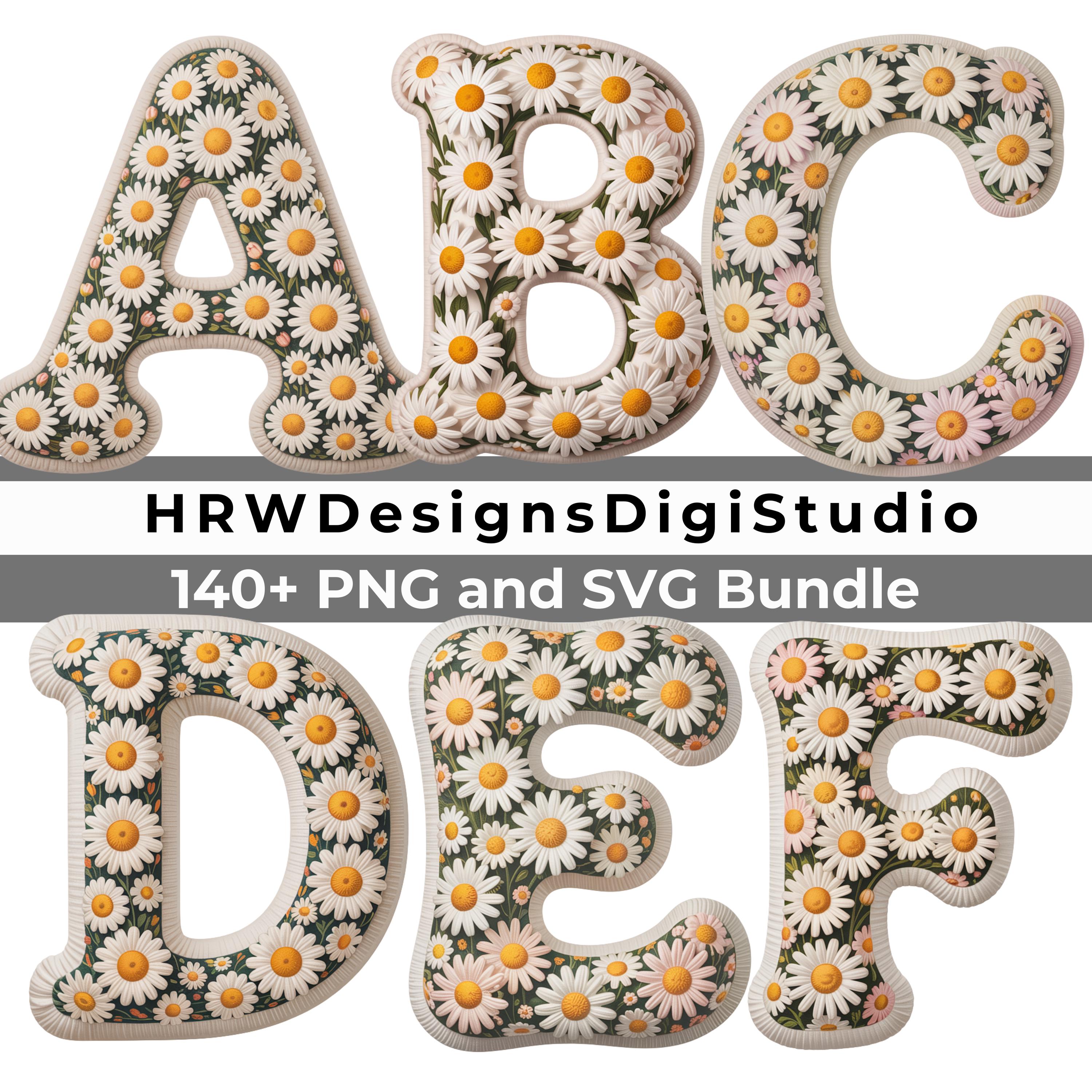 Name Sign Alphabet SVG PNG, Daisy Name Letters, Custom Name Decor ...