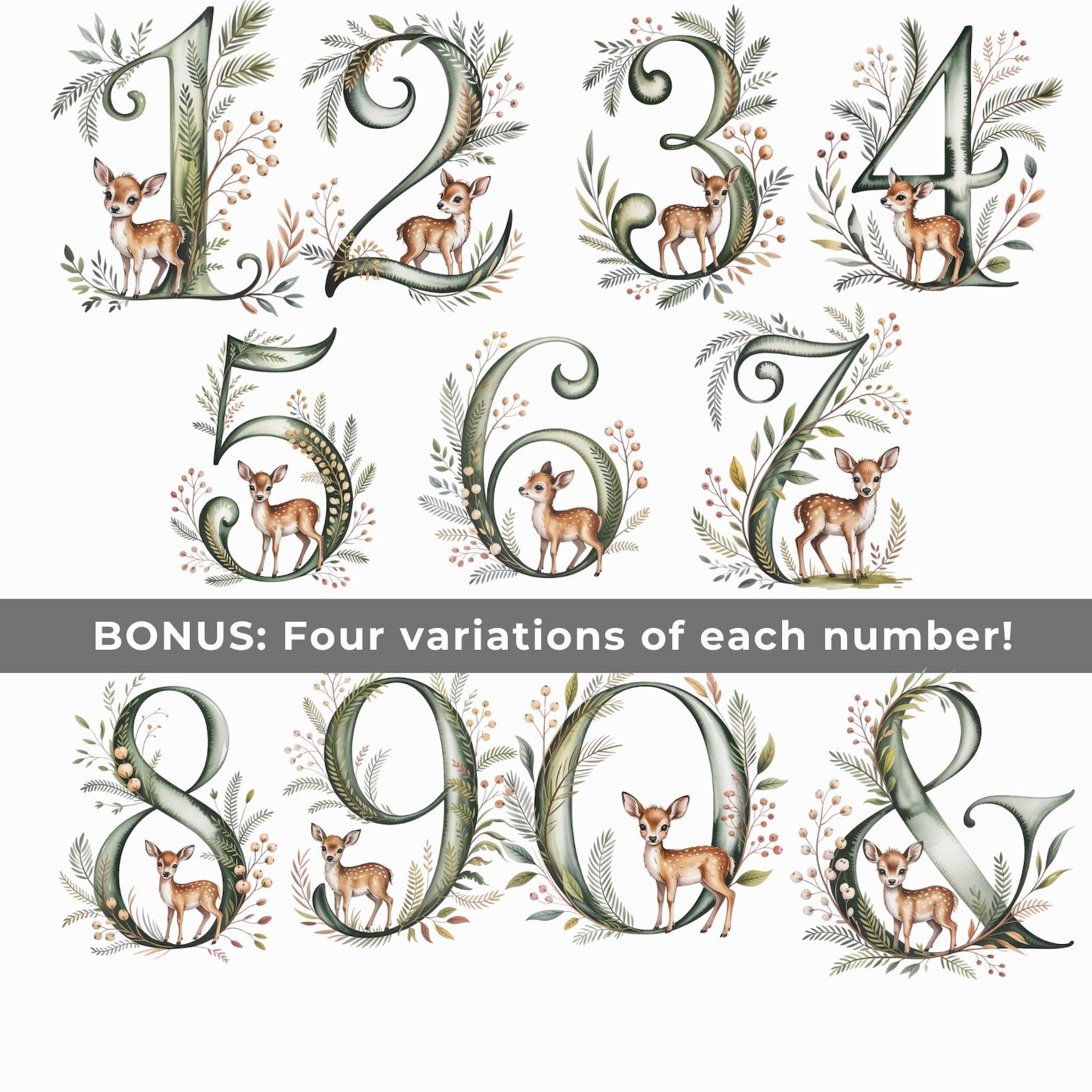 Woodland Deer Alphabet Clipart, Nursery Alphabet PNG SVG, Baby Shower ...