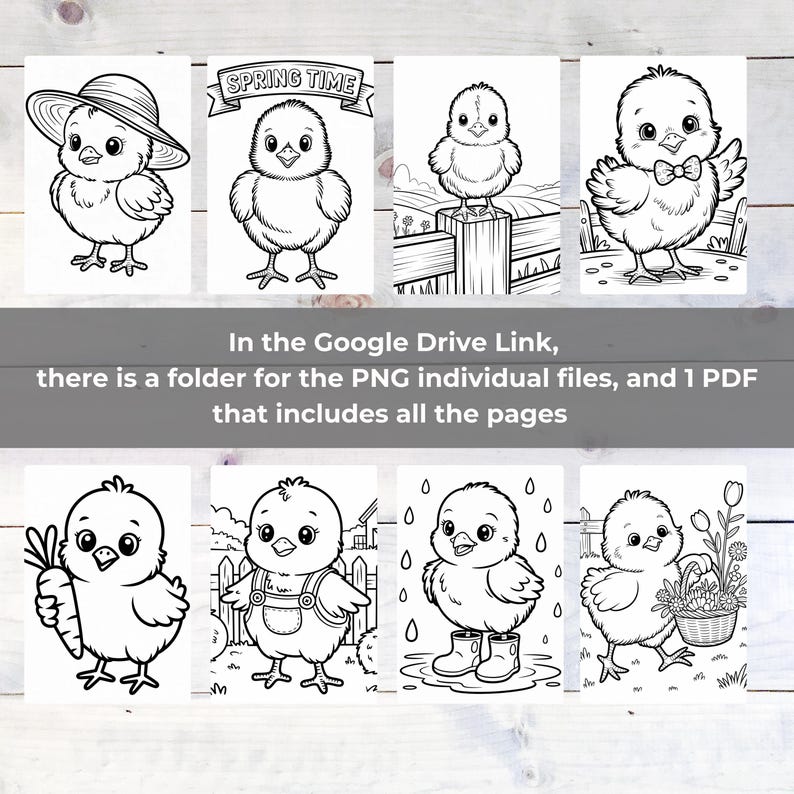 Baby Chick Easter Coloring Pages Bundle, Farmhouse Spring Printable ...
